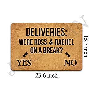 Funny Doormat were Ross and Rachel On A Break Non-Slip Outdoor/Indoor Rubber Door Mats for Front Door/Garden/Kitchen/Bedroom 23.6" x 15.7"