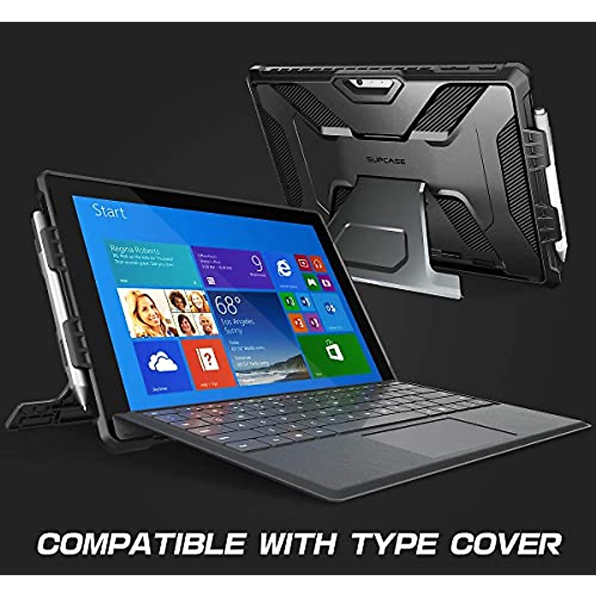 SUPCASE [UB PRO Series] Full-Body Kickstand Rugged Protective Case for Surface Pro 7/Pro 6 Case Microsoft Surface Pro 7/Pro 6/Pro 5/Pro 4/Pro LTE (Black)