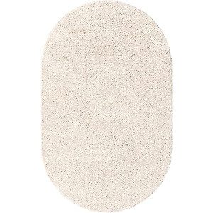 Unique Loom Solo Collection Area Rug - Calabasas (3' 3" x 5' 3" Oval, Ivory)