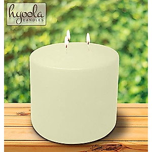 HYOOLA Ivory Three Wick Large Candle - 6 x 6 Inch - Unscented Big Pillar Candles - 146 Hour - European Made