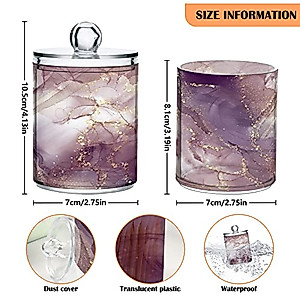 2 Pack Qtip Holder Organizer Dispenser Bright Purple Marble Grunge Bathroom Storage Canister Cotton Ball Holder Bathroom Containers for Cotton Swabs/Pads/Floss