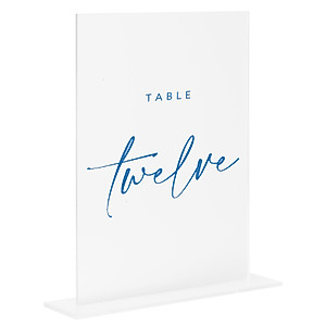 JINMURY 5x7 Inch Frosted Acrylic Sign with Stand | 10 Pack Blank Frosted Acrylic Table Signs and Base for DIY Wedding Table Numbers, Wedding Signage, Events& Parties (Frosted, 5x7 Inch)