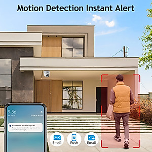 Techage DM29S, Power Over Ethernet, Outdoor PoE Camera, IP Dome Cameras, 5MP(2560x1920), Motion-Activated Floodlights, 2-Way Audio, H.265, P2P, Color Night Vision, White