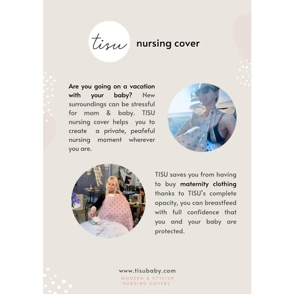 Nursing Cover for Baby Breastfeeding & Pumping | Multi Use Car Seat Stroller Cover | Breathable Soft Organic Muslin Cotton | Breast Feeding Apron & Shawl by TISU (Sand (Neutral))