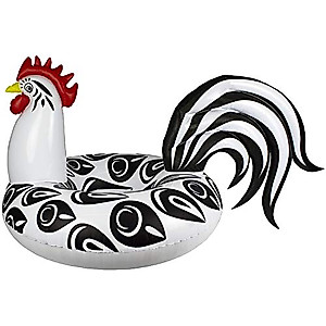 Poolmaster Rooster Inflatable Swimming Pool Party Float (48 Inch), Black/White/Red