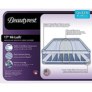 Beautyrest Hi Loft Air Bed Mattress with Pump and Edge Support, 17" Queen