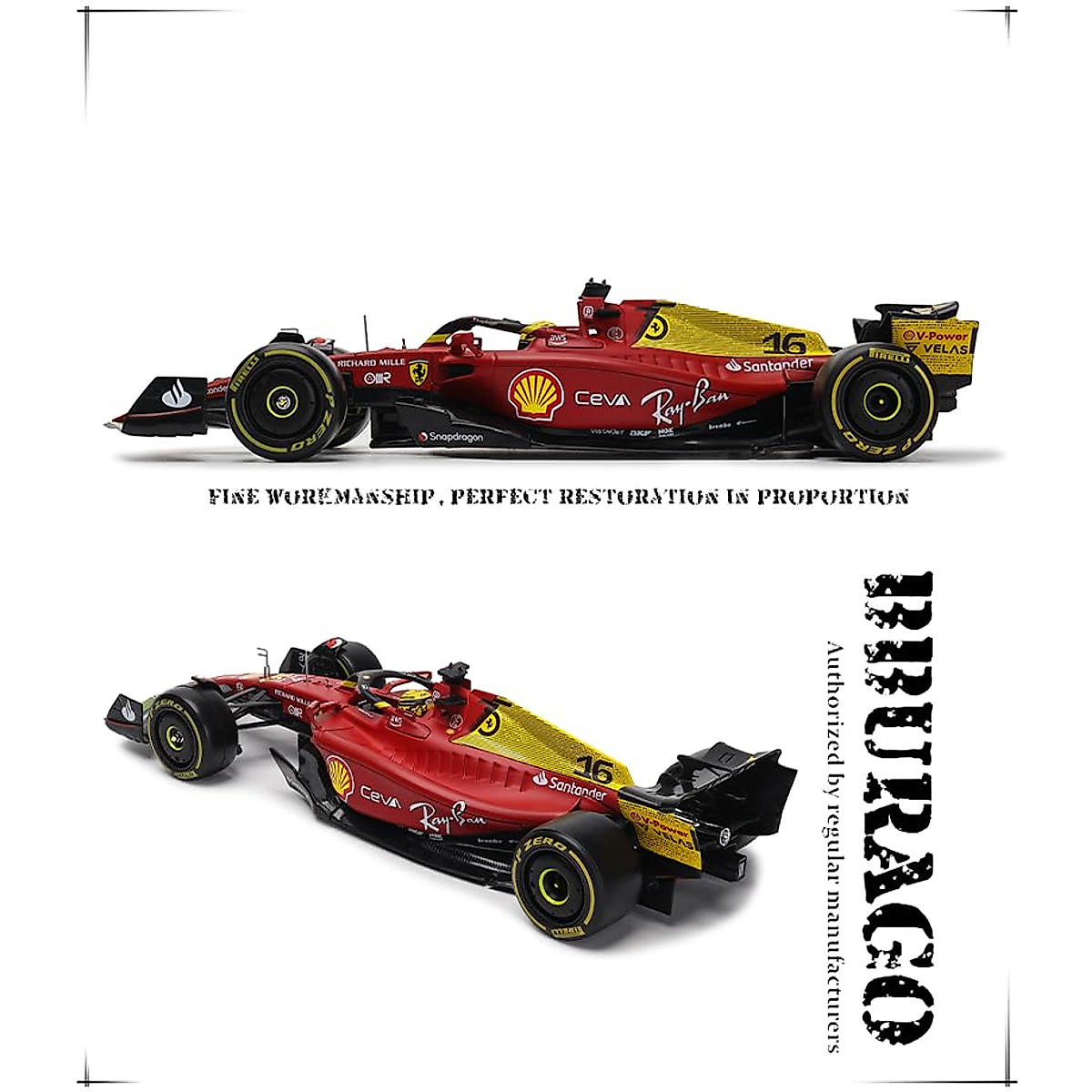 XTD Bburago 1:24 2022 F1 F1-75 75th Anniversary F1-75 75th #55 Carlos Sainz Alloy Luxury Vehicle Diecast Cars Model Collection Gift (1/24 F1-75 75th #55)