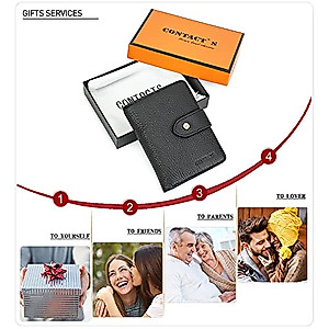 Contact's Womens Kiss Lock Wallet Leather Kiss Clasp Coin Purse Small Card Holder Bifold Rfid Wallet for Women (Black)