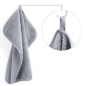 POLYTE Premium Lint Free Microfiber Washcloth Face Towel, 13 x 13 in, Set of 6 (Gray)