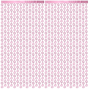 2 Packs Bachelorette Party Decorations 70s 80s Retro Disco Party Party Decorations Disco Ball Foil Curtain Bachelorette Party Supplies Backdrop Curtains Foil Fringe Curtains (Rose Gold)