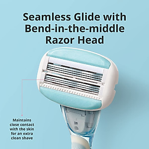 Dorco EVE6 Razors for Extra Smooth Shaving | 1 Razor Handle & 2 Blade Refills | 6 Curved Blades with Flexible Aloe Vera Moisture Bar | Interchangeable Cartridges for Sensitive Skin