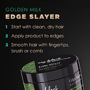 MY BLACK IS BEAUTIFUL Golden Milk Edge Slayer, 2.6 Fl Oz — Flake-Free Edge Control for Curly and Coily Hair — Formulated with Coconut Oil, Honey, and Turmeric