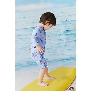 UMELOK Baby Girls Swimsuit One Piece Full Zip with Long Sleeve UPF 50+ Sun Protection Sunsuit Purple-Geranium,12M