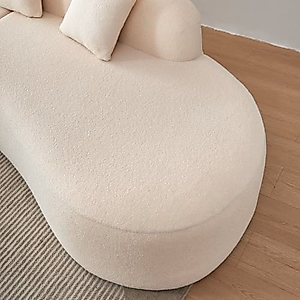 SSC SATISUNCASA 119" Modern Curved Sectional Sofa, 5-Seater Couch, Comfortable and Stylish for Living Room, Apartment, Home Decor (Beige + Sherpa + Foam + 5 Seat)