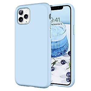 DOMAVER iPhone 11 Pro Max Case, Phone Case for iPhone 11 Pro Max Liquid Silicone Soft Gel Rubber Microfiber Lining Cushion Texture Cover Shockproof Protective, Light Blue