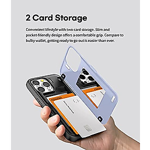 GOOSPERY Magnetic Door Bumper Compatible with iPhone 13 Pro Case, Card Holder Wallet Case, Easy Magnet Auto Closing Protective Dual Layer Sturdy Phone Back Cover - Lilac Purple