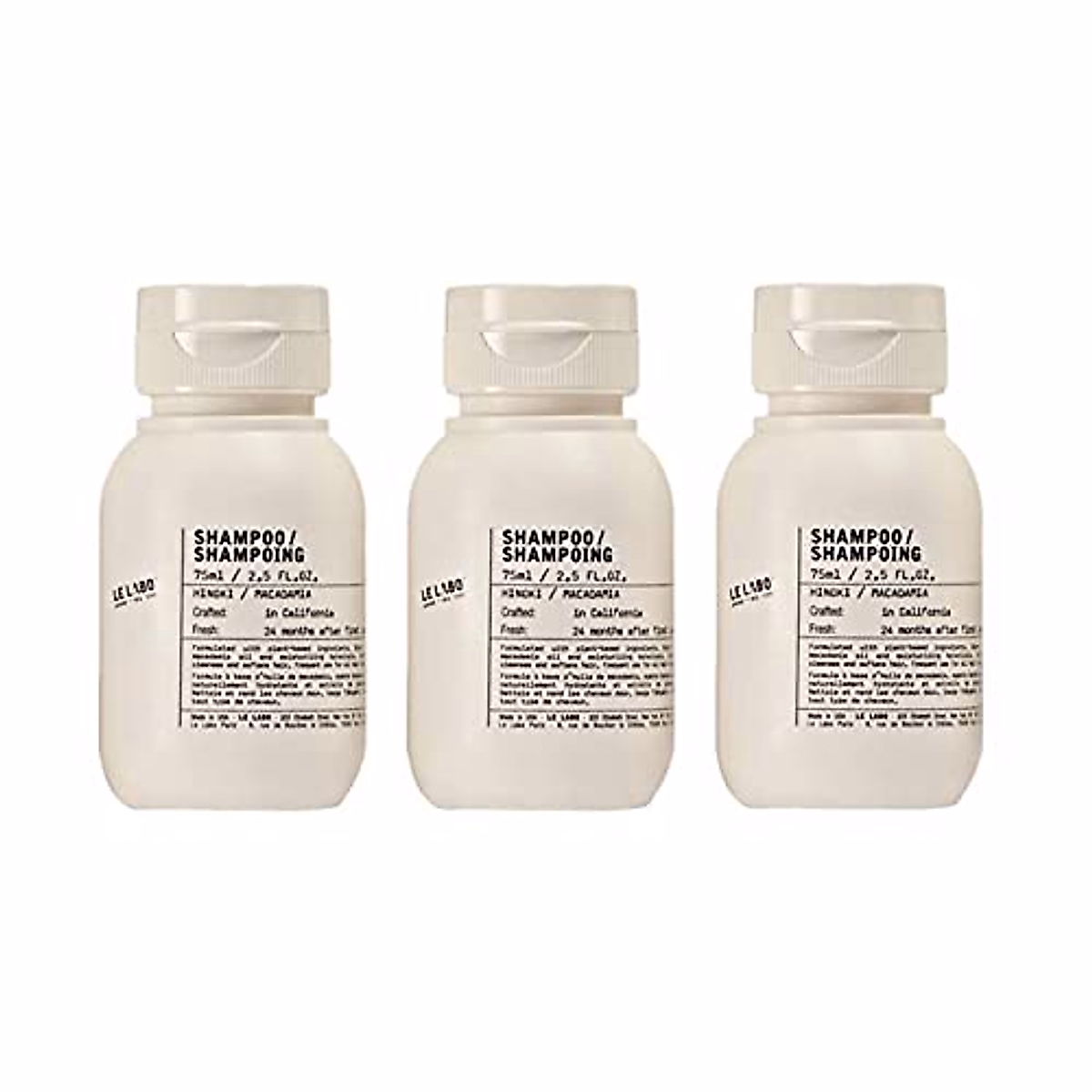 Le Labo Hinoki Macadamia Shampoo â€“ Lot of 3 â€“ Each 2.5 Oz Bottles â€“ Total 7.5 Oz - Travel Set