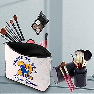 PWHAOO Sigma Gamma Rho Makeup Bag Proud To Be A Sigma Woman Cosmetic Bag 1922 Sorority Paraphernalia Gift (BE A Sigma Woman B)