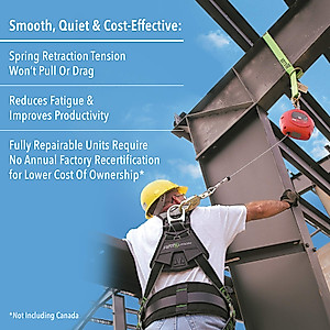 Miller by Honeywell Falcon 50-Foot Galvanized Cable Self-Retracting Lifeline with Tagline and Carabiner, 310 lb. Capacity (MP50G-Z7/50FT)