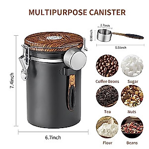 shoxil 22OZ Coffee Canister Coffee Bean Storage Airtight Containers Stainless Steel Kitchen Food Storage Container with Date Tracker and Scoop for Ground coffee, Beans, Tea, Sugar, Flour, Cereal