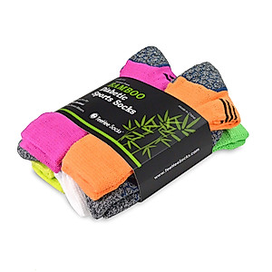 Relaxed Lose Binding Top Viscose Bamboo Bright Colorful Diabetic Crew Socks for Women 6-Pairs (9-11, Bright)