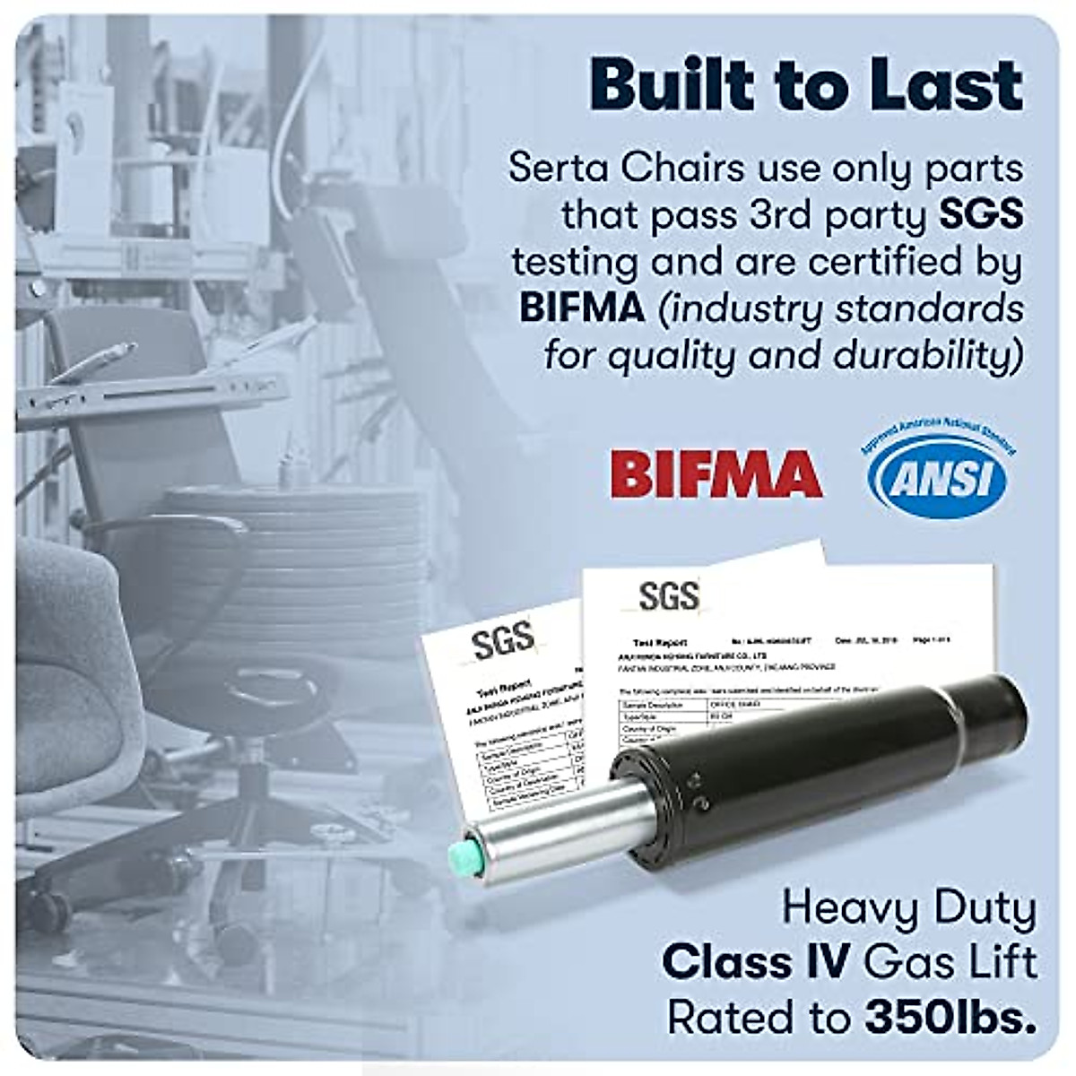 Serta Big & Tall Executive Office Chair High Back All Day Comfort Ergonomic Lumbar Support, Bonded Leather, Opportunity Gray