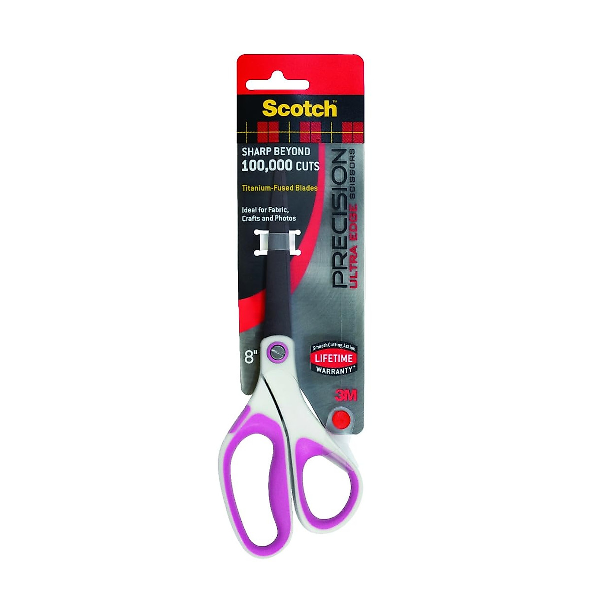 Scotch 8" Precision Ultra Edge Titanium Scissors, Ideal for Fabric, Crafts, and Photos (1458TU-MIX)