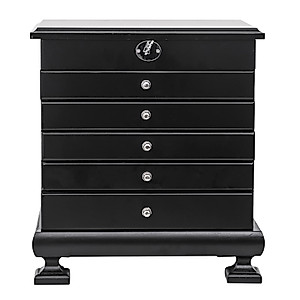 Owl's-Yard Makeup Storage Organizer with 5 Drawers Jewelry Cabinet, wood Household Multi-Layer Jewelry Skin Care Cosmetic Box Storage Rack for Necklace Earrings, Black