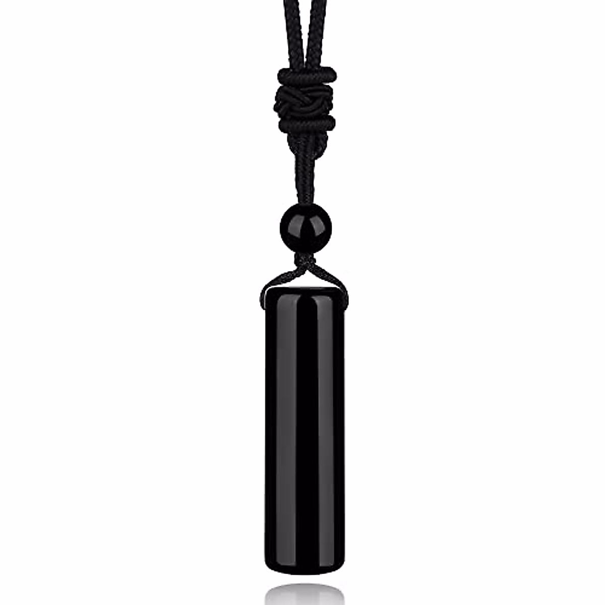 YATOJUZI Obsidian Crystal Necklace Cylindrical Pendant Necklaces Adjustable Rope Healing Crystals Stone Natural Gemstone Necklace Reiki Enger Quartz Jewelry for Women Men