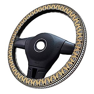Geometric Composition With Triangle Pattern And Rhombus Of Bullseye Circles Carbon fiber steering wheel 3D sticker inner wheel button decorative cover trim
