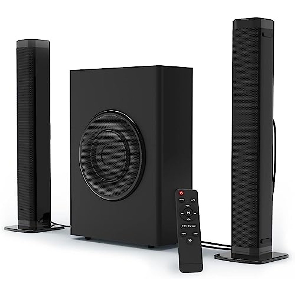 GEOYEAO Sound Bars for TV with Subwoofer, 2.1ch Home Audio Soundbar & 3D & Deep Bass Subwoofer | Bluetooth & Multi-Connection | 2-in-1 Detachable Design | TV Surround Sound Speaker System