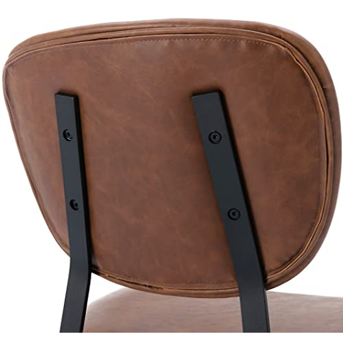 Wahson Set of 4 Farmhouse Country Armless Dining Room Chairs, Faux Leather Upholstered Kitchen Chairs with Hardwood Legs, Brown