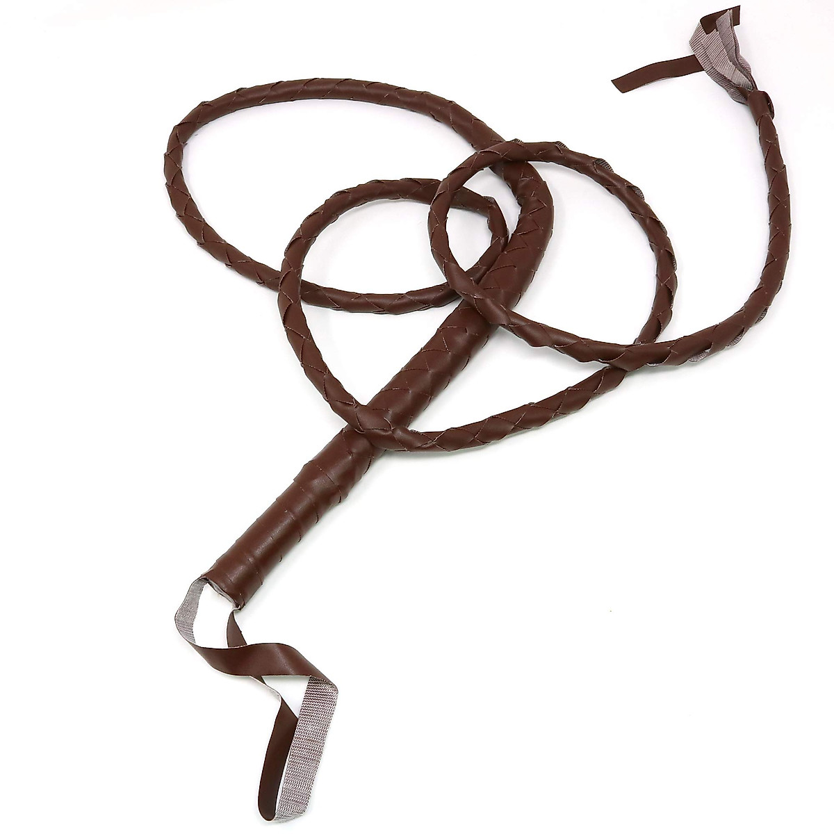 Skeleteen Faux Leather Brown Whip - 6.5' Woven Costume Accessories Whips - 1 Piece