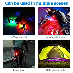 AICEL 2Pcs Mini LED Strobe Lights, Upgrade 7 Colors Led Aircraft Strobe Lights, USB Charging Magnetic Lights, Night Signal Emergency Warning Light for Car Motorcycle Bike Drone