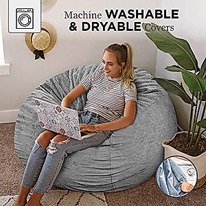 CordaRoy's Chenille Bean Bag Chair, Convertible Chair Folds from Bean Bag to Bed, As Seen on Shark Tank, Charcoal - Full Size