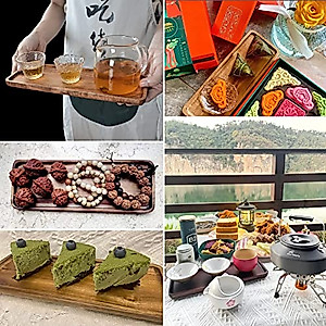 SHENGTIAN Acacia Wood Serving Trays (14 X 5.5 Inches) Rectangular Wooden Serving Platters for Home Decor, Food, Vegetables, Fruit, Charcuterie, Appetizer Serving Tray, Cheese Board (1PCS,13.78in)