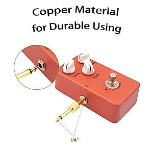 Amavoler Professional Guitar Pedal Coupler, 1/4 inch TS Guitar Effects Pedal to Pedal Connector Straight Type (4 Pack) (Gold)