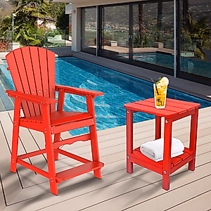 VSMKSJ Red Tall Adirondack Chair Outdoor Patio Chair and Weather Resistant Adirondack Balcony Chair for Porch,Garden,Backyard,Balcony (1 Chair)