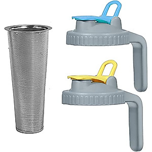 COKPAPA Coffee Strainer Stainless Steel Mesh Filter- 2 Quart (64 oz)- 2pcs Wide Mouth Flip Cap Lid with Handle for Ball Mason Jar, Suitable for Cold Brew, Lemonade, Iced Tea and Iced Coffee