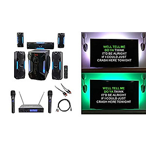 Rockville Bluetooth Home Theater Karaoke Machine System w/8" Sub + Wireless Mics