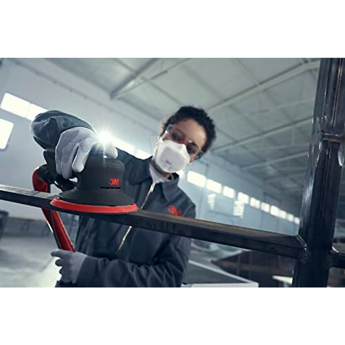 3M Random Orbital Sander, Xtract Pneumatic 88954, 6 in, with Central Vacuum Attachment, 3/16 in Orbit, Ergonomic and Lightweight ROS, .28 HP (209W) Motor Black