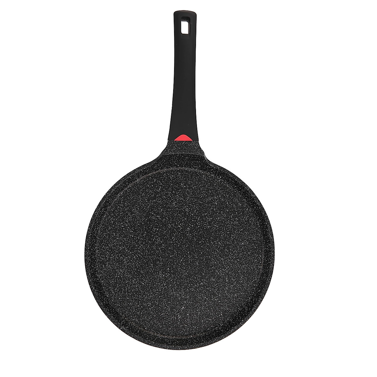 Non Stick 11 Inch Granite Coated Crepe Pan - Lightweight 4.27 Quart Dosa Pan with Comfort Stay Cool Grip Handle - Induction Compatible PFOA Free Tortilla Pan (Black)