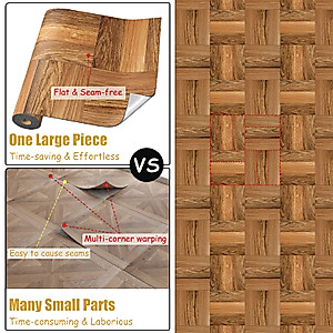 WIFEA Vinyl Flooring Roll, Vinyl Plank Flooring 23.6"x 118"/19 Sq.Ft, Unique Oak Texture Wear and Water Resistant Vinyl Flooring, 1.5mm Thickened Peel and Stick Floor Tiles for Any Room, Yellow