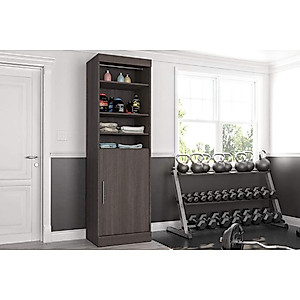 Bestar Nebula Shelving Unit with Door, 25W, Bark Grey