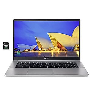 Acer 2022 Chromebook 17.3" FHD for Business and Student Laptop, Intel Celeron N4500 Processor, 4GB RAM, 64GB eMMC Flash Memory, Intel HD Graphics 630, Silver, Chrome OS, 32GB UBS Card