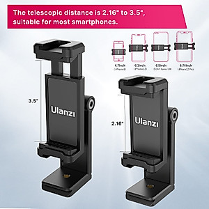 ULANZI ST-22 Phone Tripod Adapter Mount, Adjustable Cell Phone Holder with 2 Cold Shoe, Universal Smartphone Clamp, Vertical Horizontal Bracket for iPhone, Samsung Galaxy and All Phones