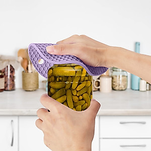 4pcs Jar Opener Gripper Pads-Clearance, Silicone Rubber Bottle Lid Opener, Strong Grip Pad Set Opening Cans, Jars, Bottle lid Cap, for Seniors with Arthritis Weak Hands Kitchen Coaster (Purple)