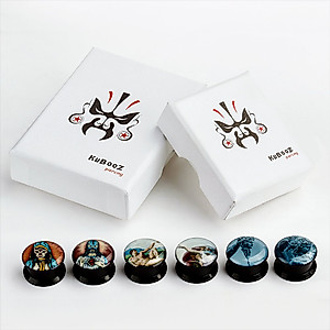 KUBOOZ(3 Pairs Christ-Art Acrylic Ear Plugs Tunnels Gauges Stretcher Piercings