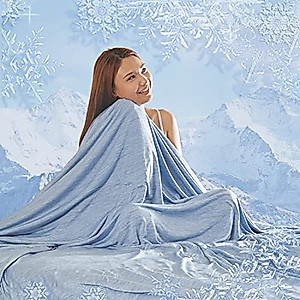 MH MYLUNE HOME Cooling Blanket for Hot Sleepers, Lightweight Thin Summer Blanket for Hot Flashes Night Sweates Sleeping,Arc-chill Cold Throw Blanket for Bed/Sofa,King Size, Blue