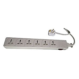 Wonpro WES4-D107 Universal Power Strip 6-Outlet Surge Protector, 110V - 220V/250V